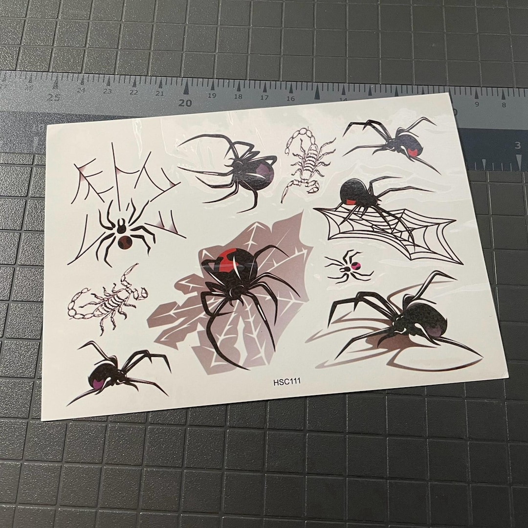 Redback Spider Web Scorpion Halloween Body Tattoo Body Waist Arm Neck ...