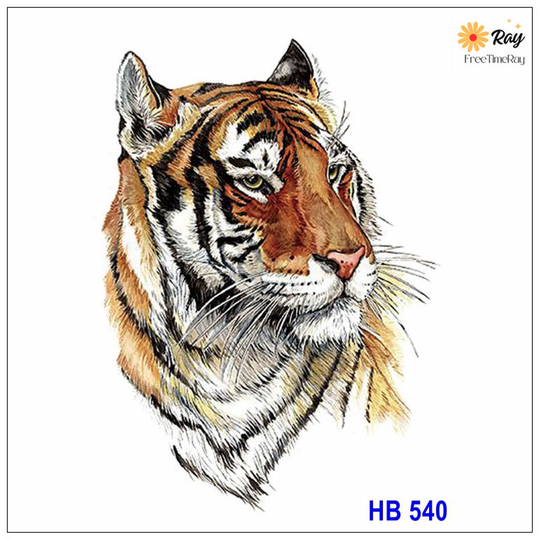 Large Tiger Colorful Carnivore Body Tattoos Cat Species Mammal Animals ...