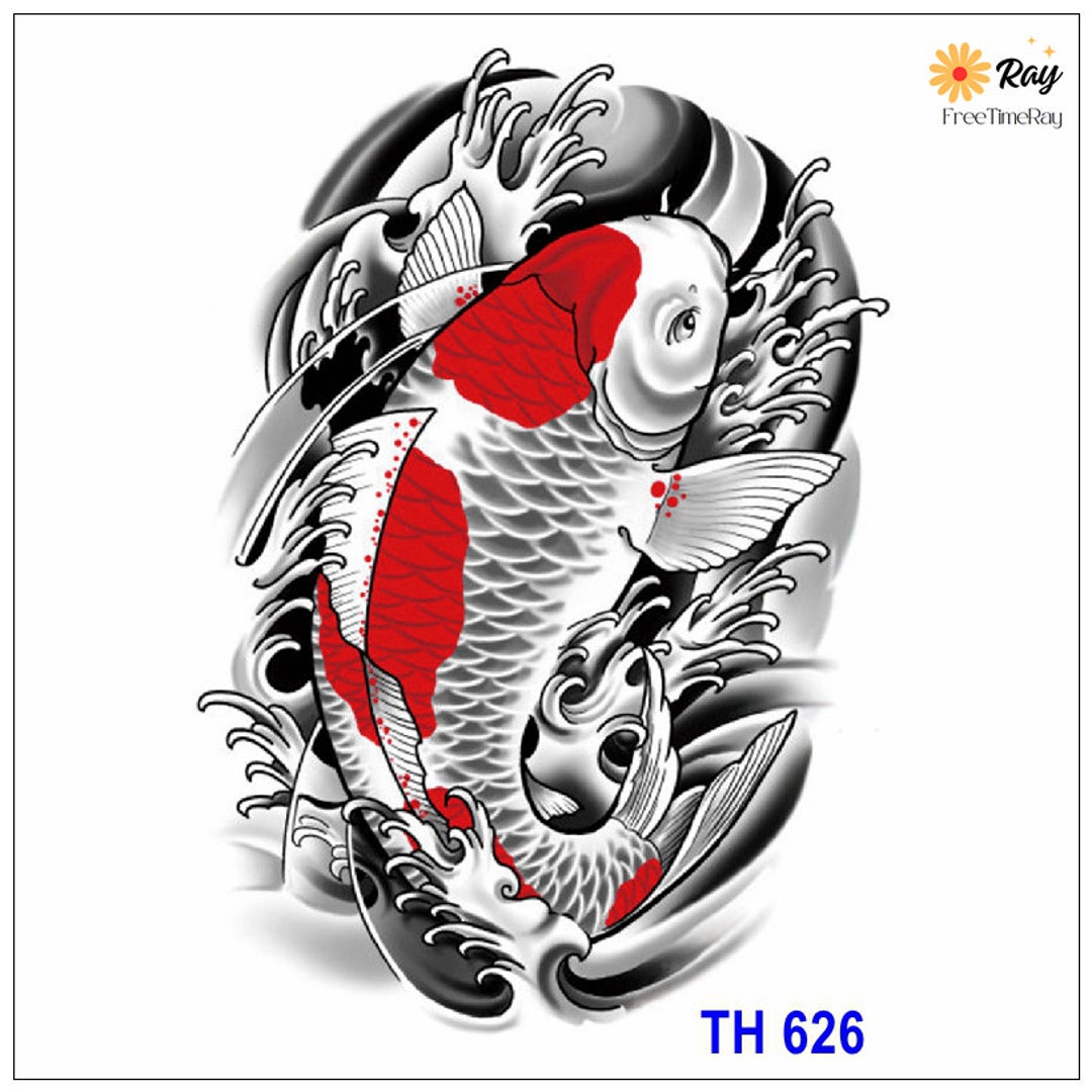 Koi Fish Swimming Upstream Body Tattoos Fish Waves Incredible ...