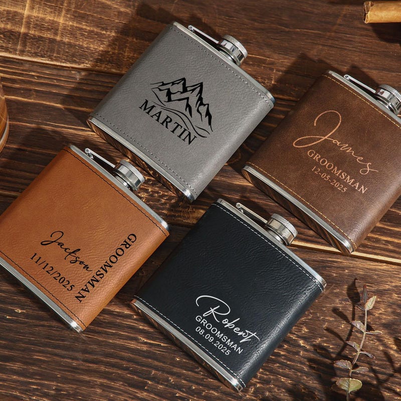 Leather Glass Flask Set - Etsy