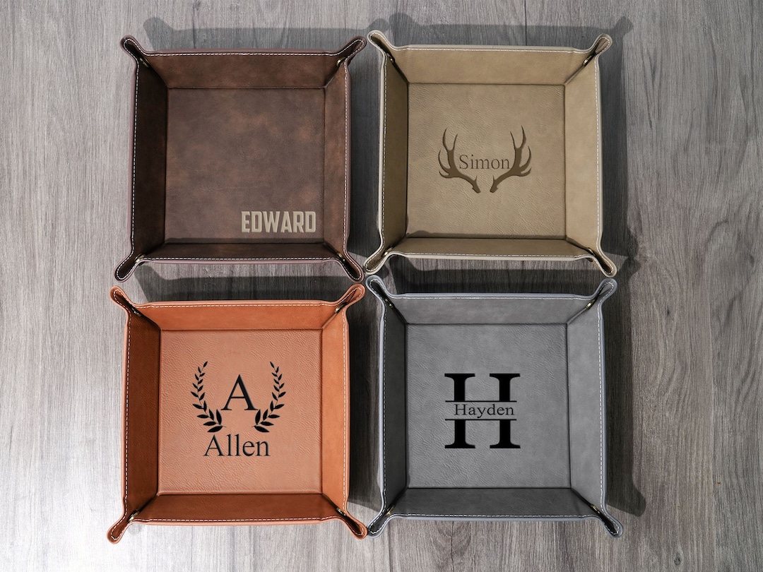 Personalized Leather Valet Tray, Leather Tray for Men, Valet Tray Gift ...