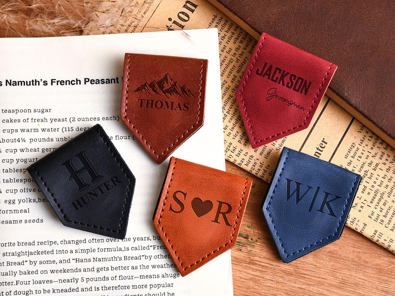 Leather Magnetic Bookmark,personalized Leather Bookmark,handmade Reader ...