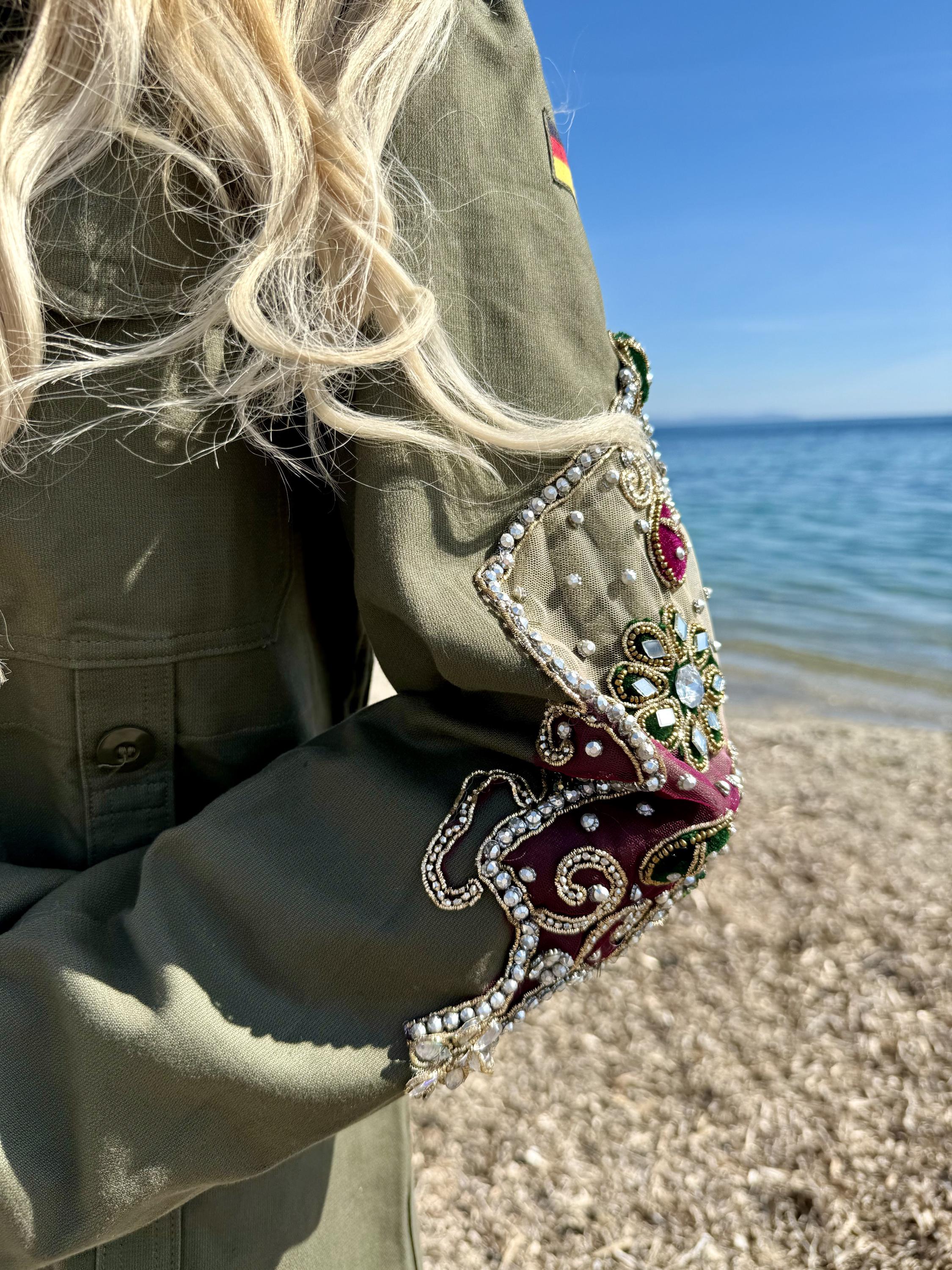 Boho Jacket, Army Vintage Jacket, Camo Vintage Jacket, Embroidered ...