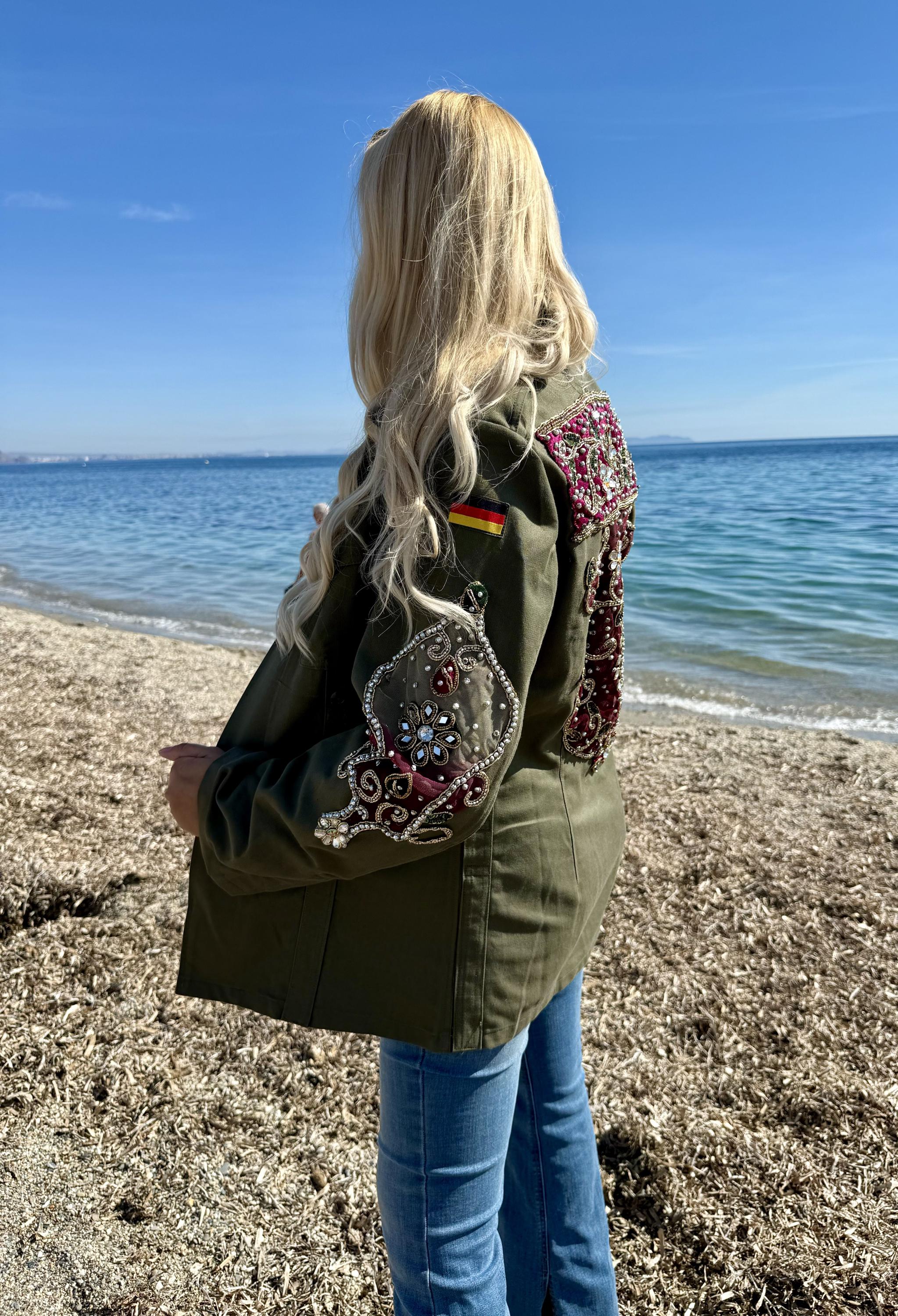 Boho Jacket, Army Vintage Jacket, Camo Vintage Jacket, Embroidered ...