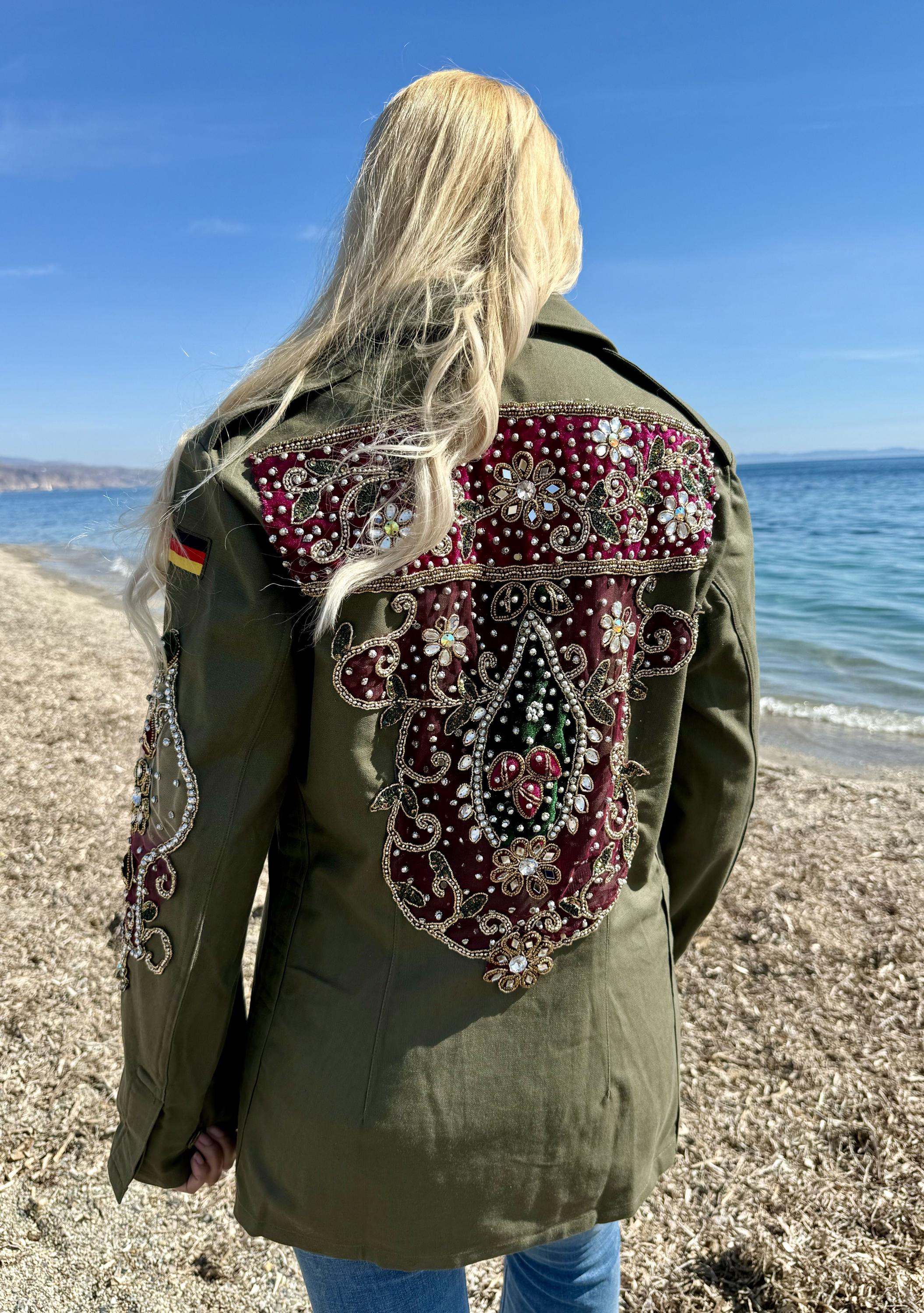 Boho Jacket, Army Vintage Jacket, Camo Vintage Jacket, Embroidered ...