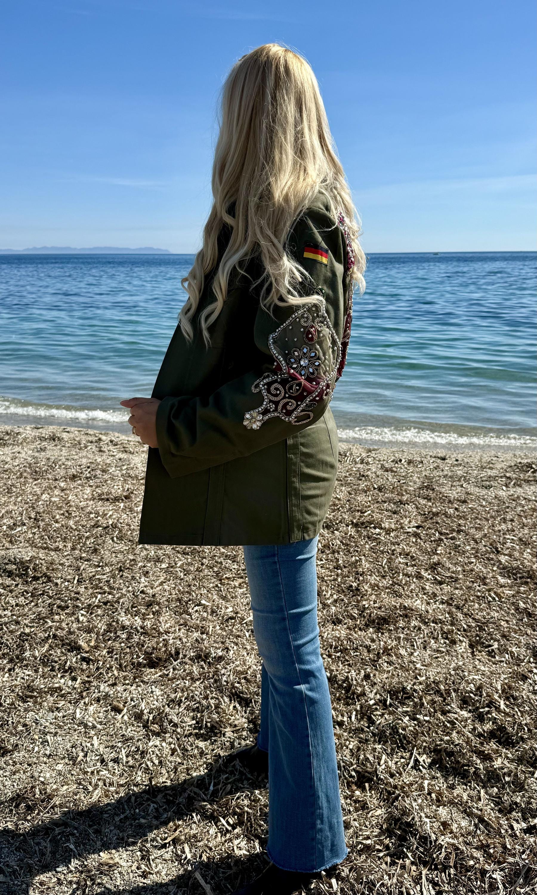 Boho Jacket, Army Vintage Jacket, Camo Vintage Jacket, Embroidered ...