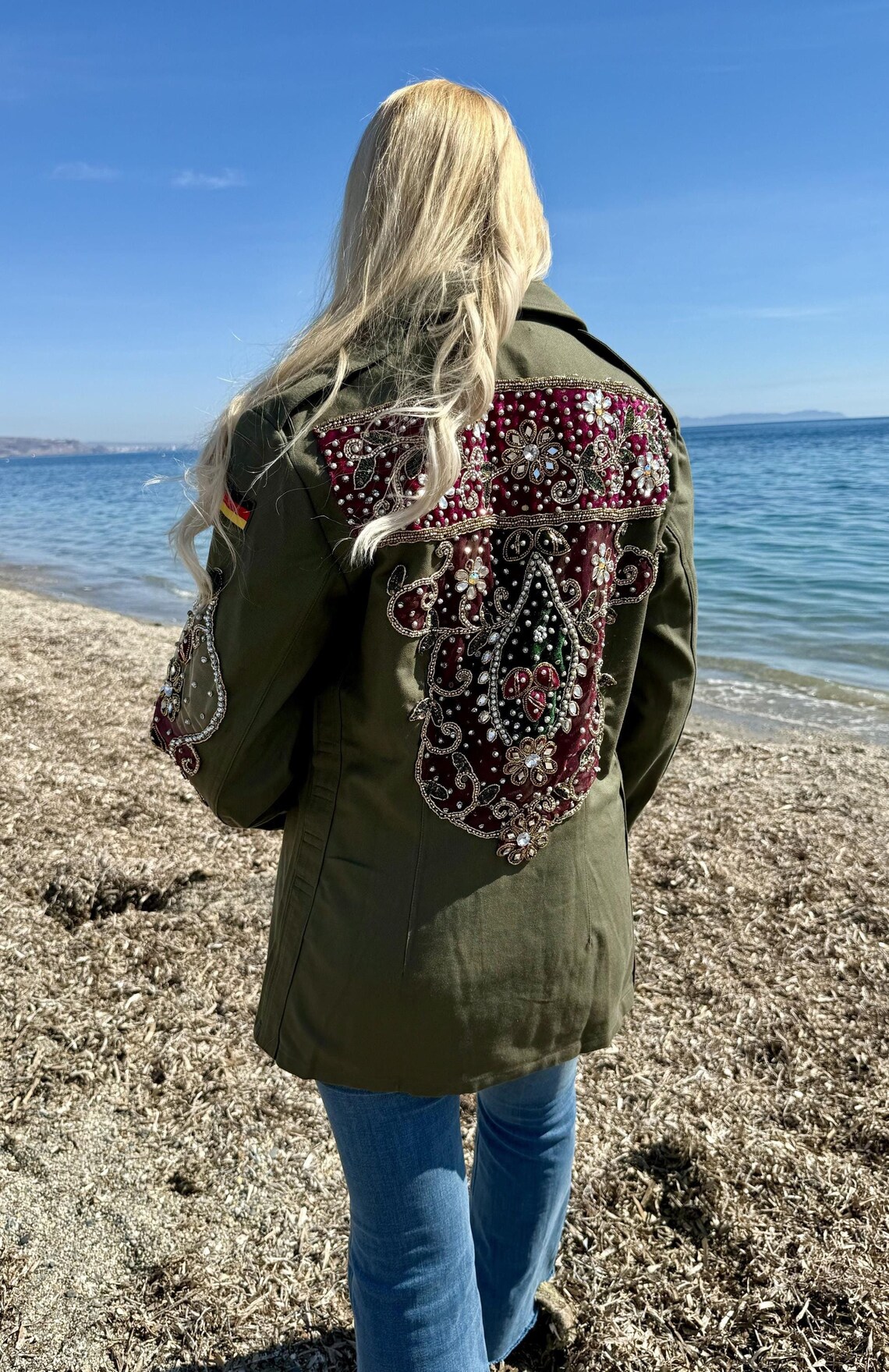 Boho Jacket, Army Vintage Jacket, Camo Vintage Jacket, Embroidered ...