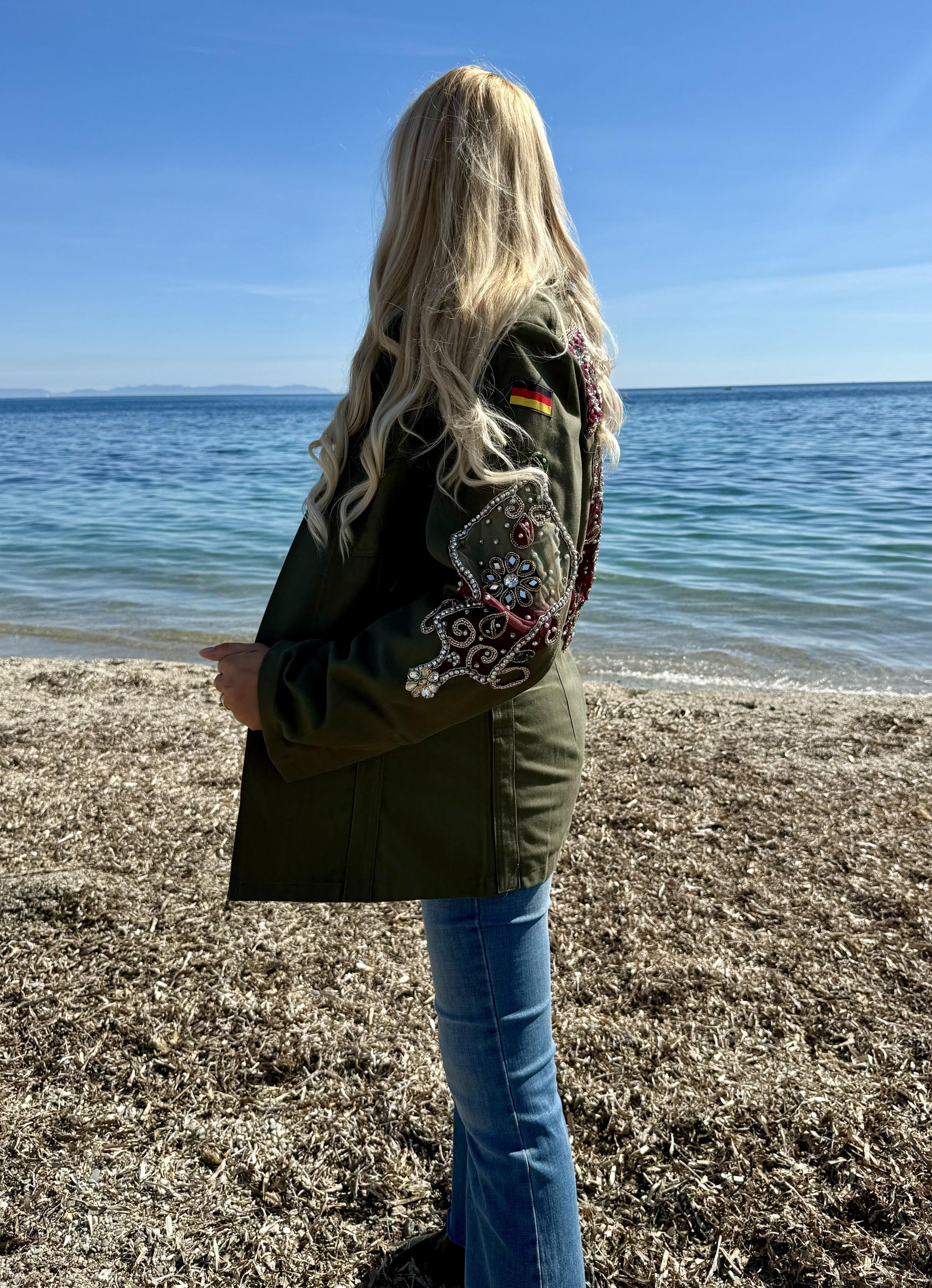 Boho Jacket, Army Vintage Jacket, Camo Vintage Jacket, Embroidered ...