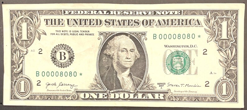 One U.S. Dollar Bill With Binary Serial Number - Etsy