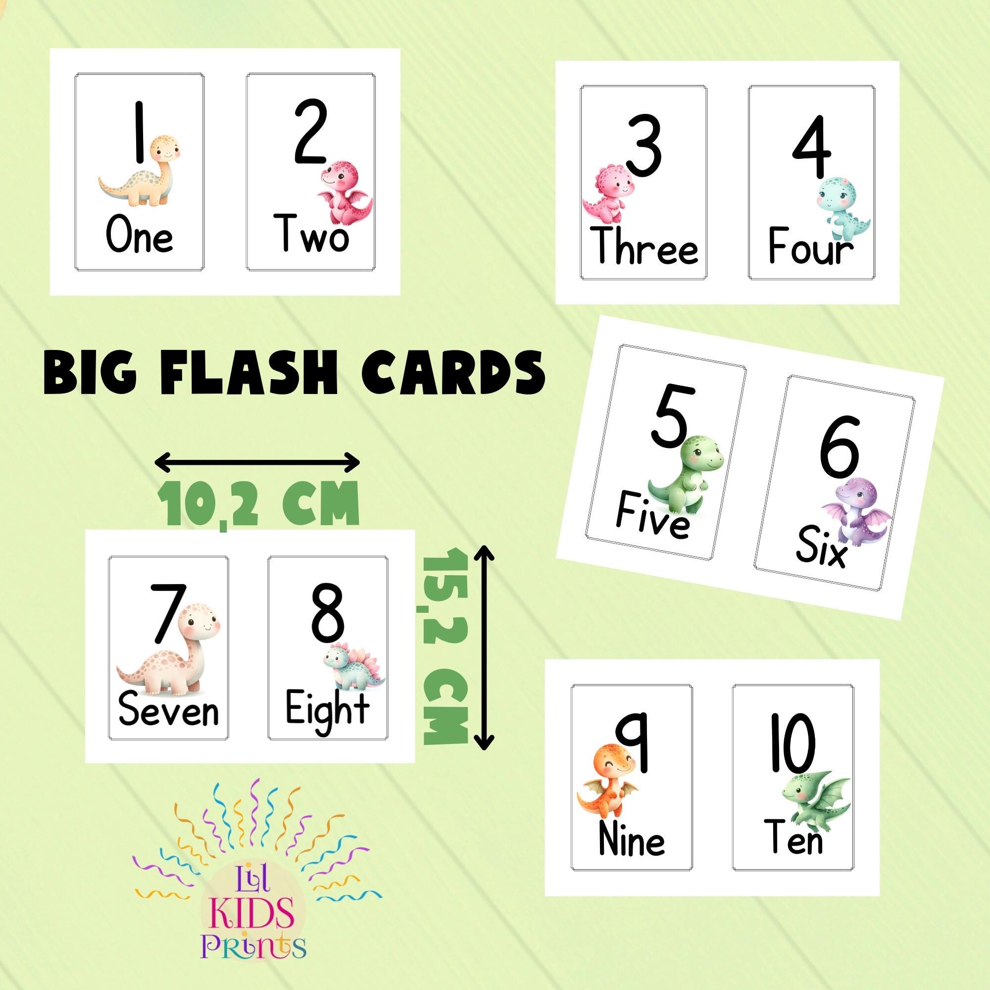 Learn to Count Numbers 1 to 10 With Digital Dinosaur Flash Cards ...
