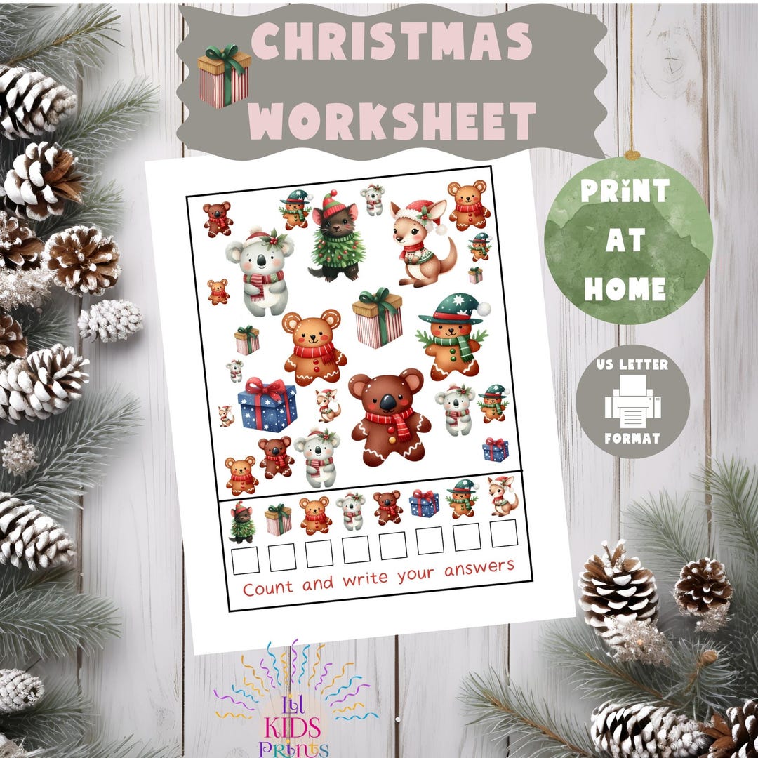 Christmas Educational Math Worksheet for Kids. Learning to Count ...