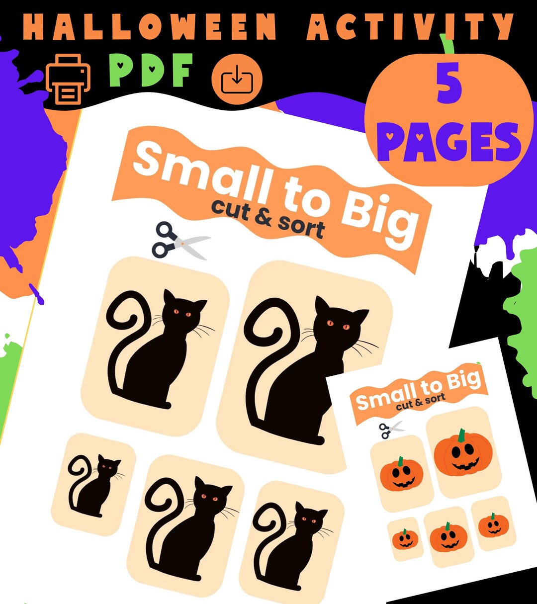 Halloween Digital Educational Activity for Preschoolers. Practice Fine ...