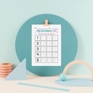 Preschool Digital Worksheet Tracing Practice Numbers 1-5. Trace on ...