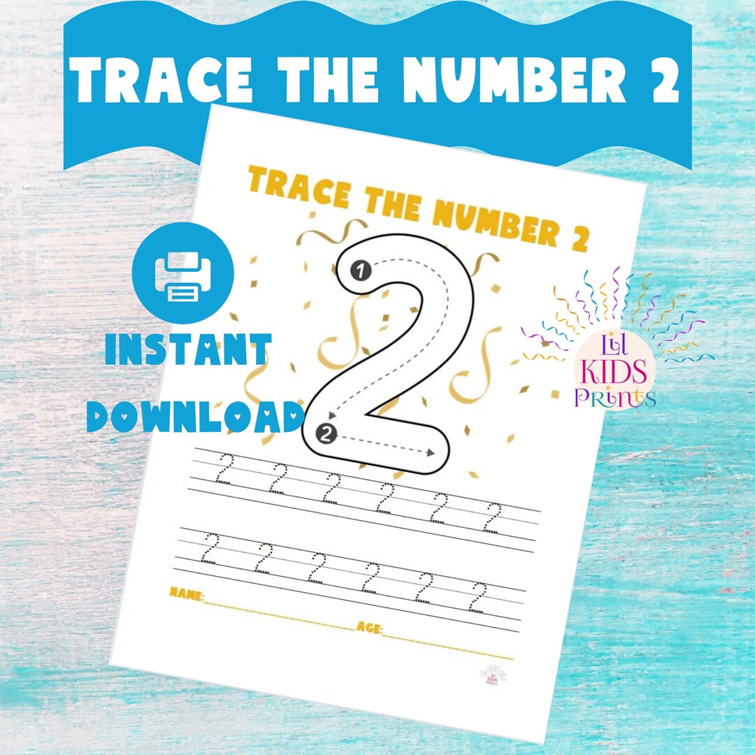 Number 2 Tracing Sheet to Practice Fine Motor Skills. for Preschool ...