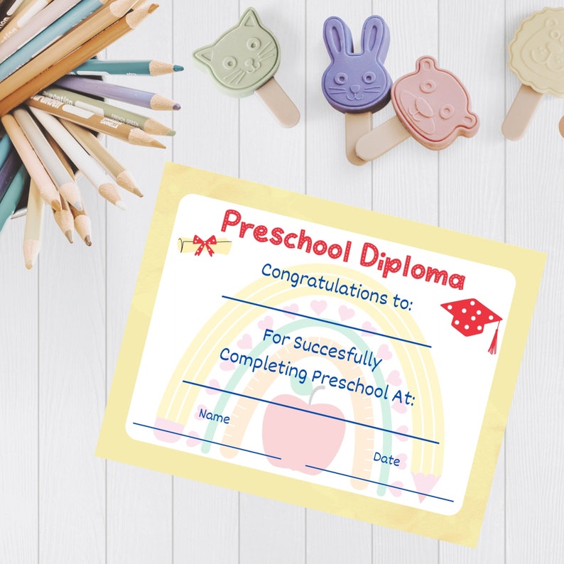 Diploma para imprimir en casa. Para preescolares, maestros de kínder o ...