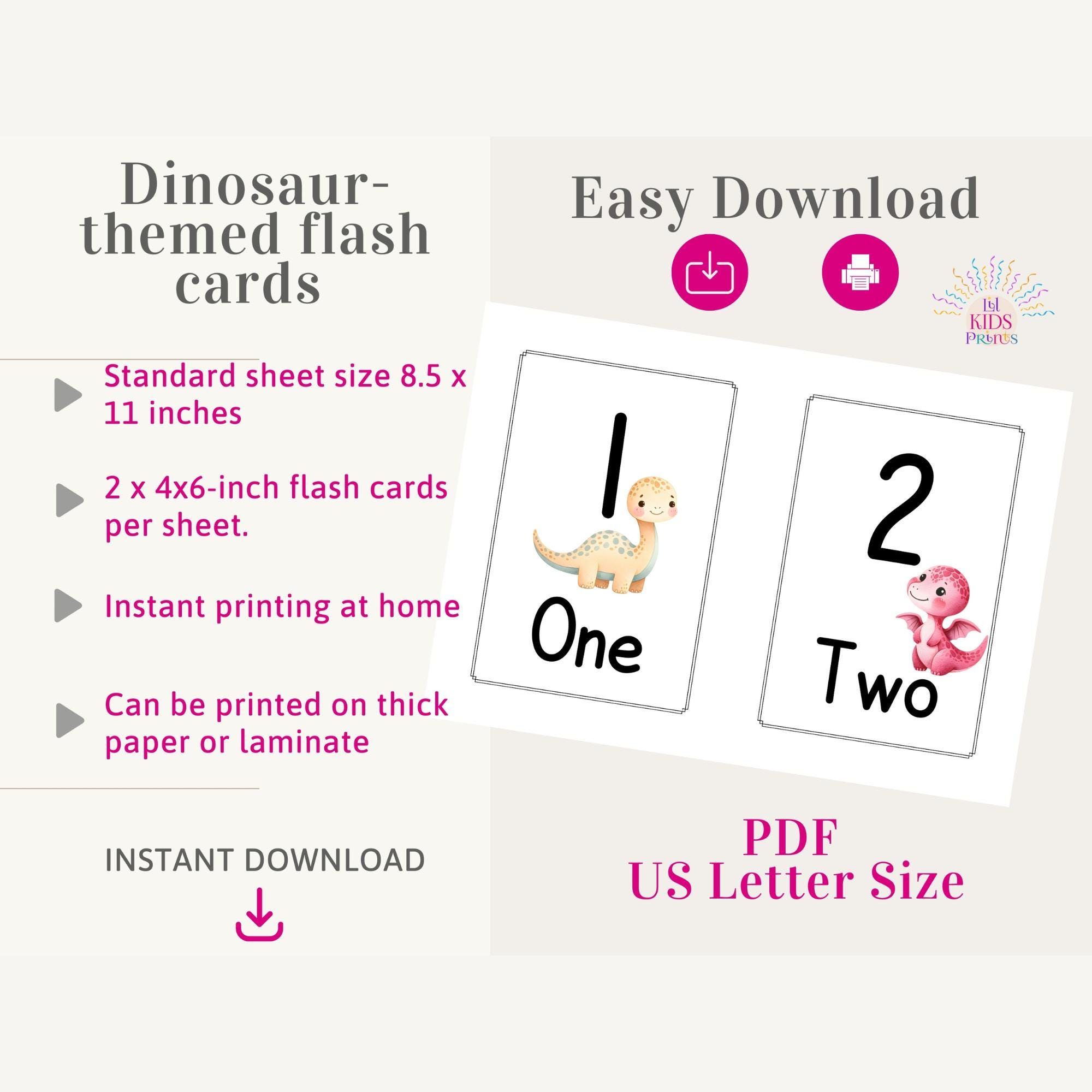 Learn to Count Numbers 1 to 10 With Digital Dinosaur Flash Cards ...