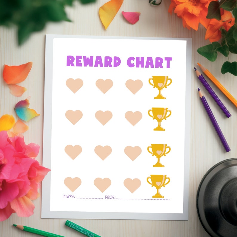 Printable Reward Chart for Reaching Toddler Goals. Digital Motivational ...