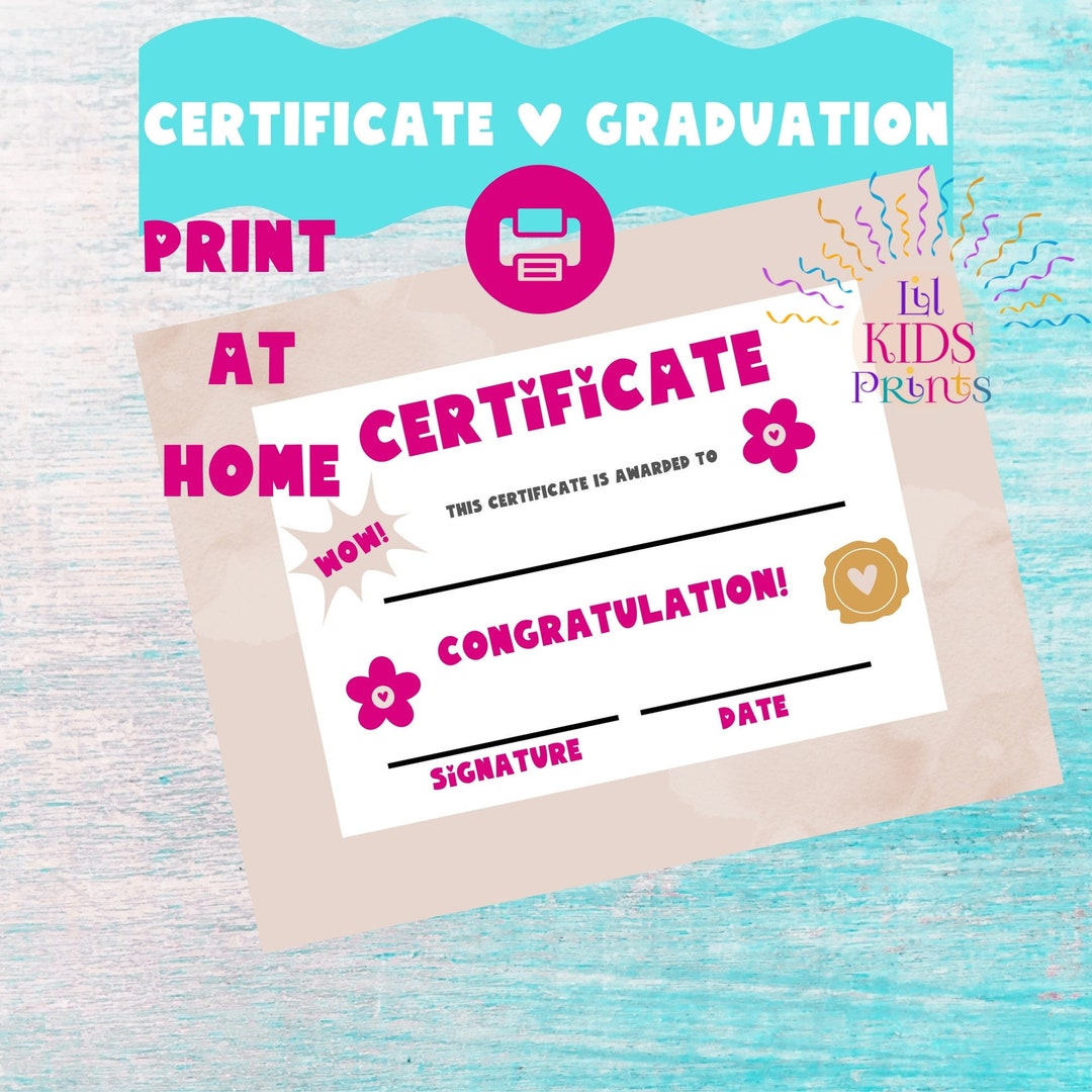 Certificado de graduación digital imprimible. Graduado, preescolar ...