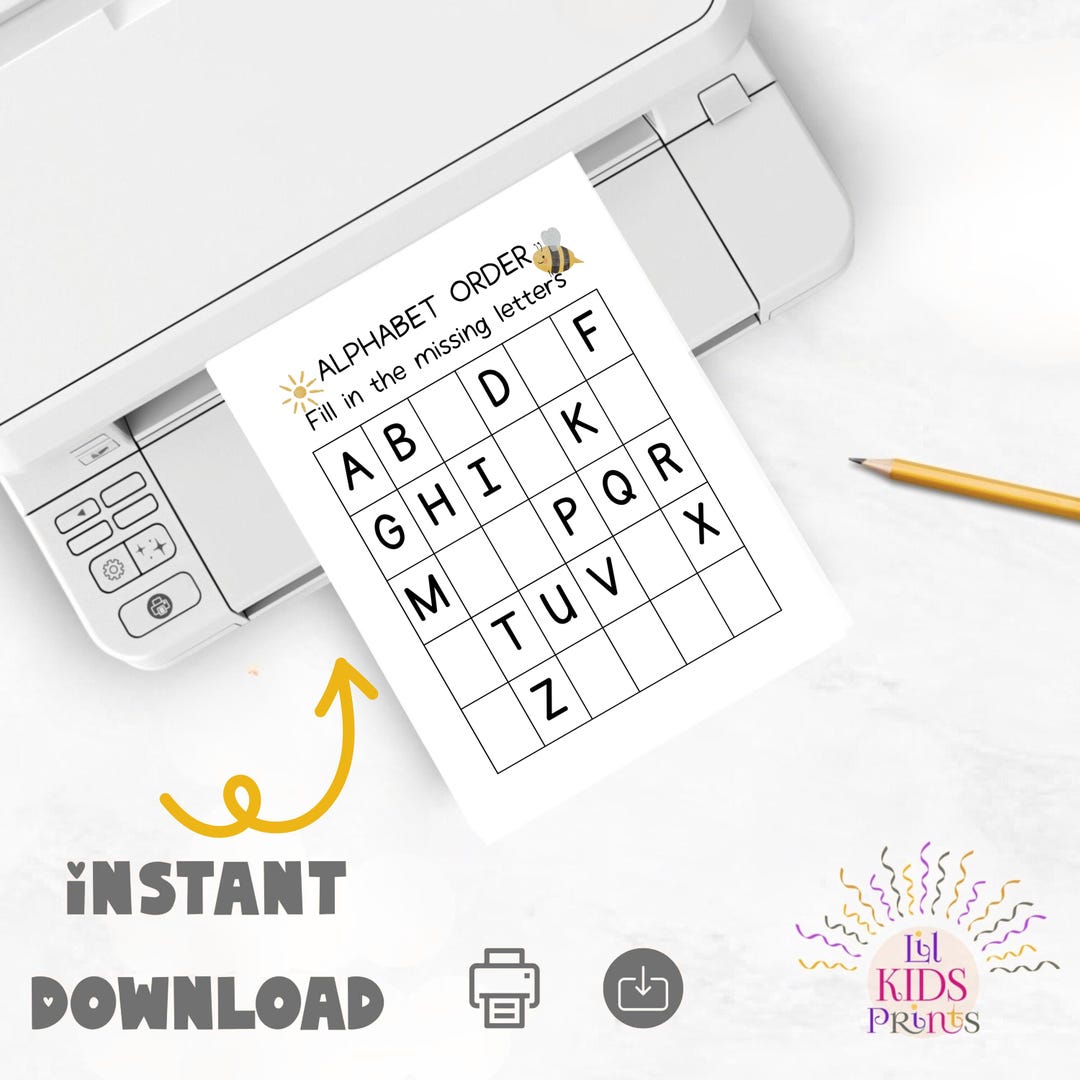 Alphabet Fill-in-the-blank PDF Printable. Preschool Educational ...