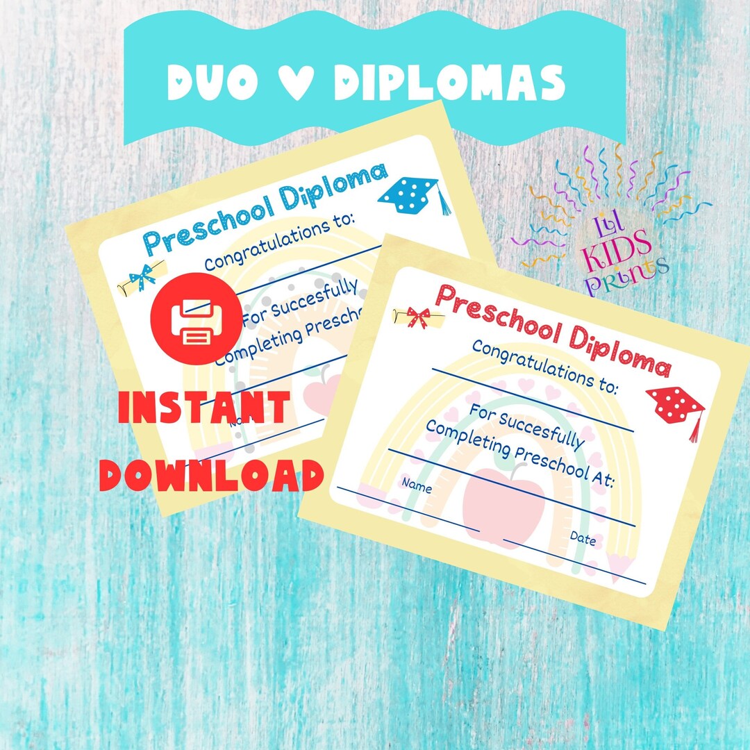 PDF Certificate Duo. Two Instant-print Digital Diplomas for Children ...