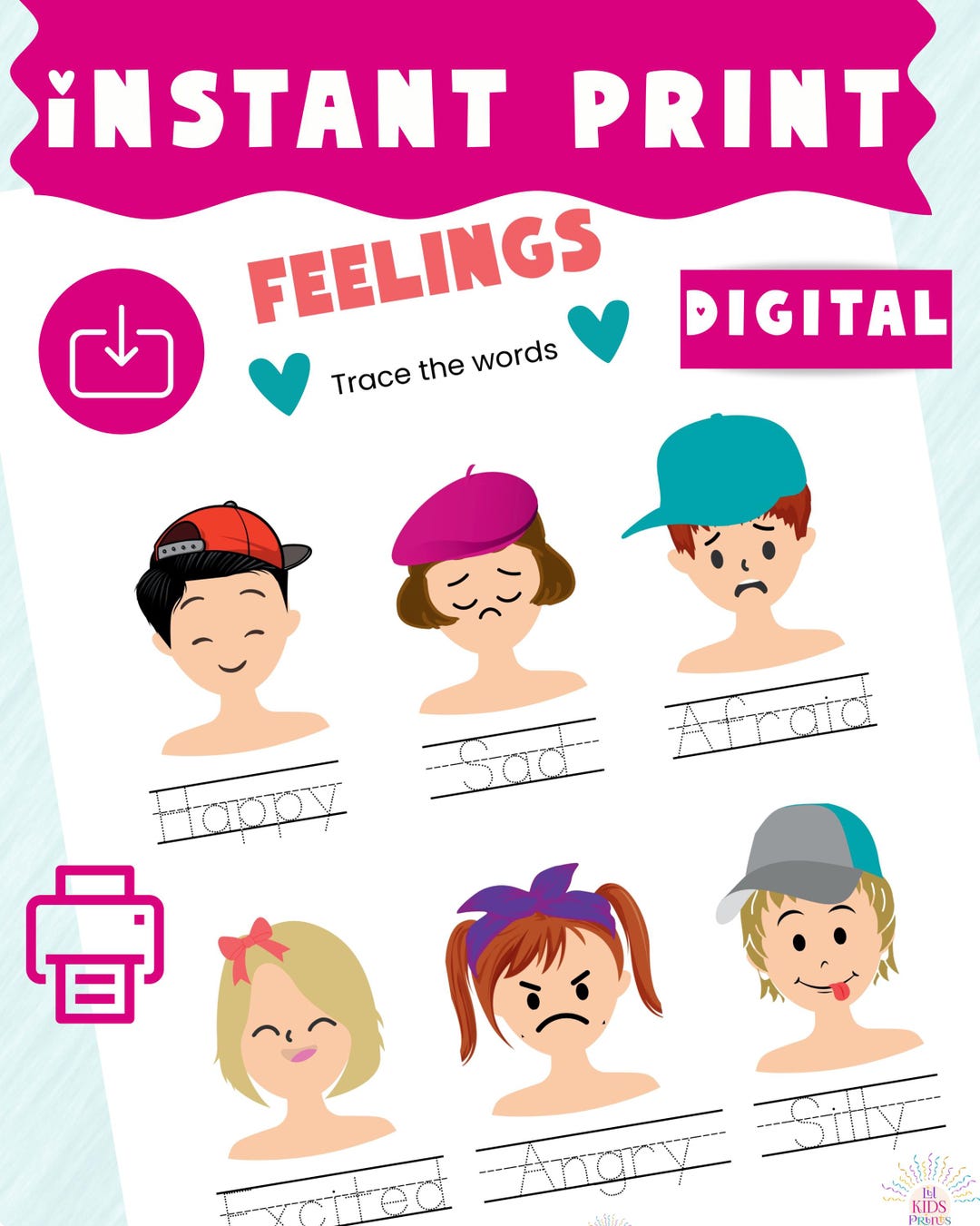 Feelings Tracing PDF Worksheet. Kids Emotions Learning Printable ...