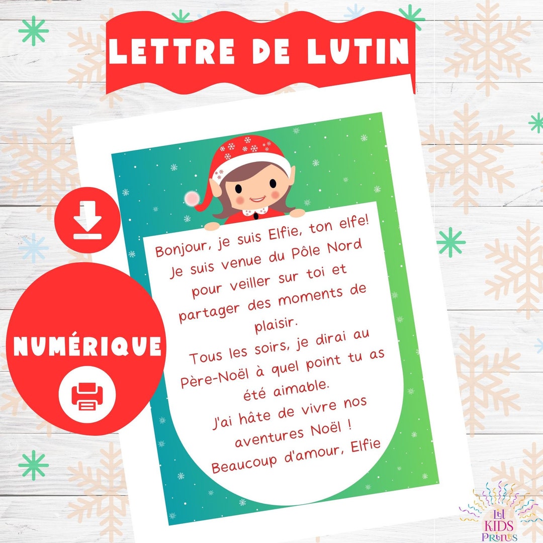 Digital Christmas Elf Letter in French for Little Girls. PDF Page With ...