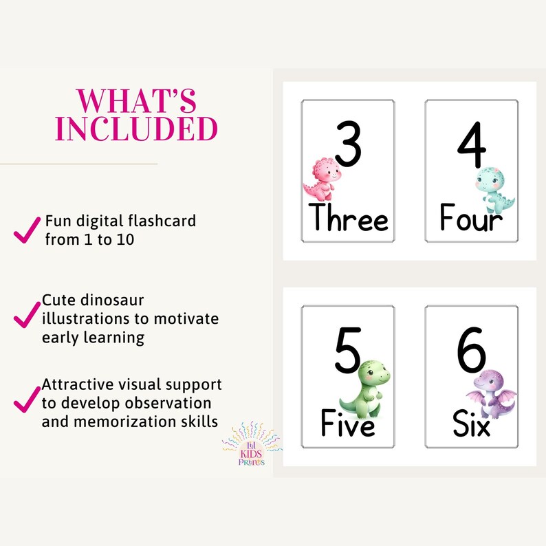 Learn to Count Numbers 1 to 10 With Digital Dinosaur Flash Cards ...