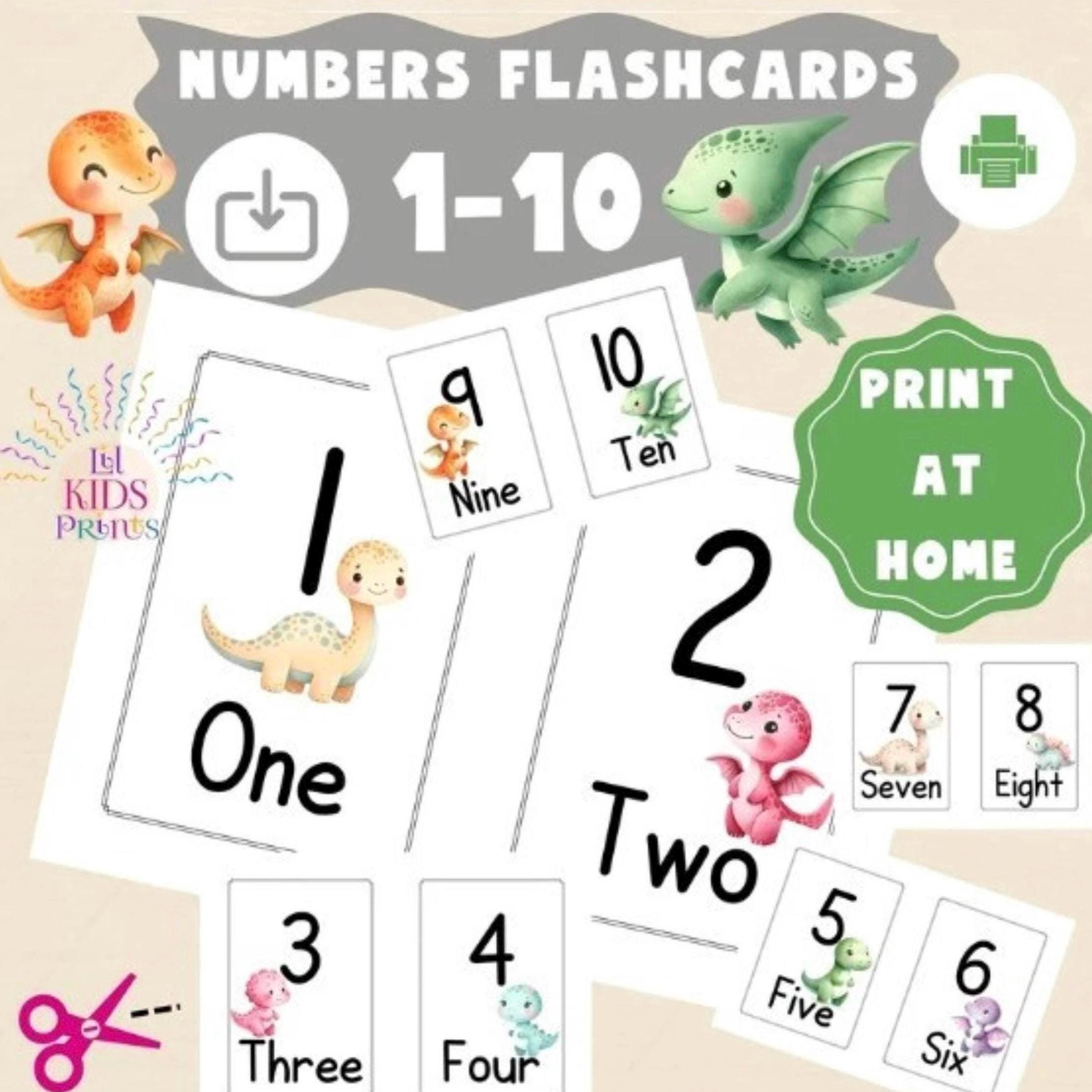 Learn to Count Numbers 1 to 10 With Digital Dinosaur Flash Cards ...