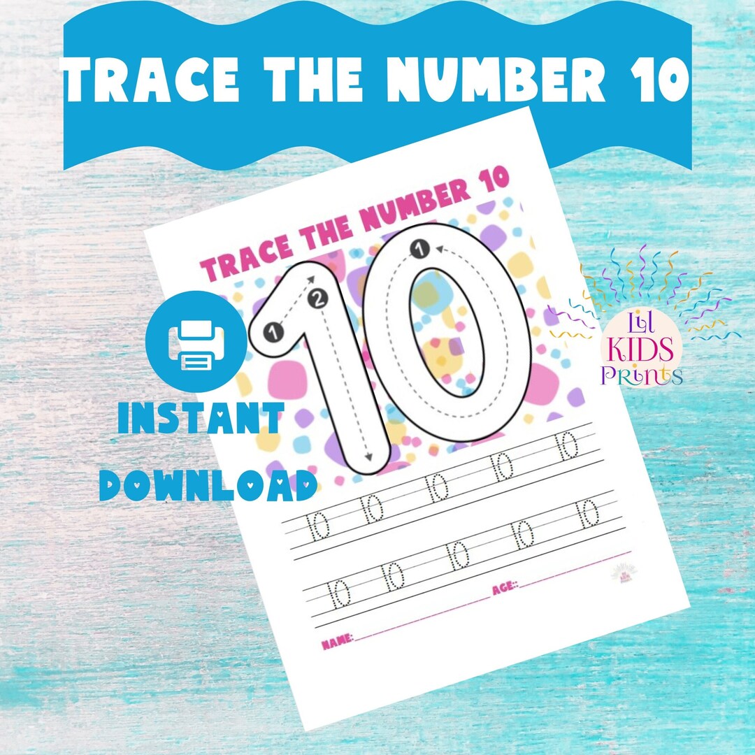 Digital Educational Activity. Number 10 Tracing Worksheet. Preschool ...