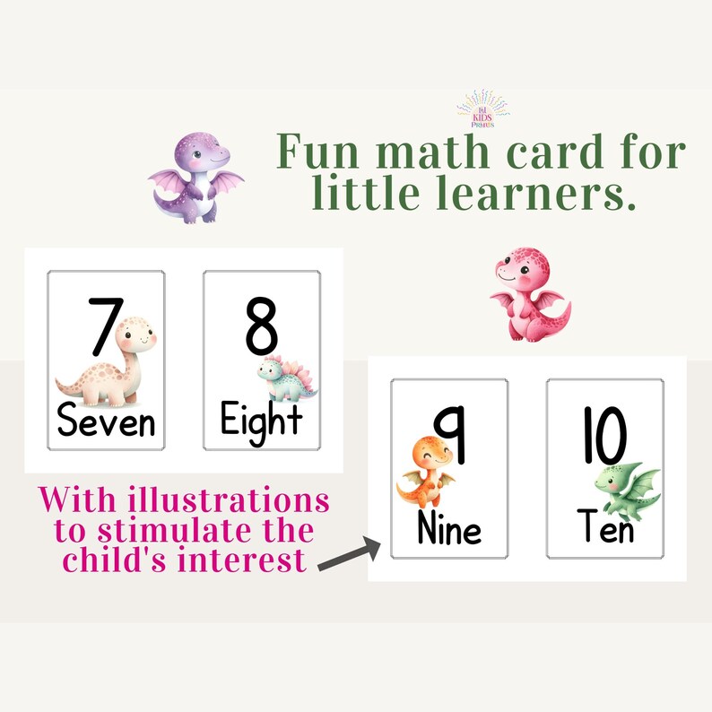 Learn to Count Numbers 1 to 10 With Digital Dinosaur Flash Cards ...