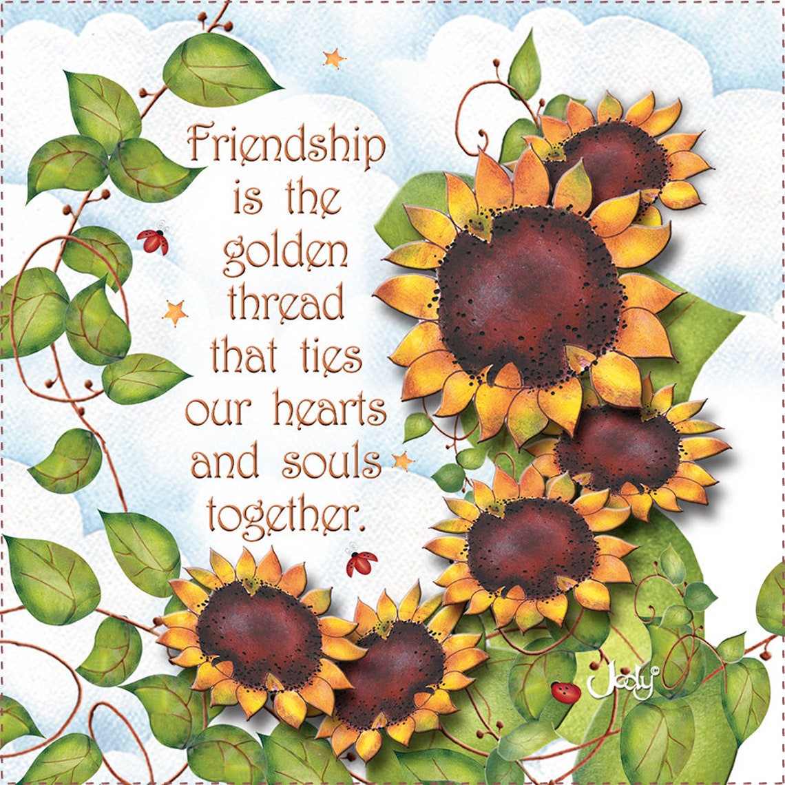 Sunflower Friendship Fabric Art Panel AP6.83 - Etsy