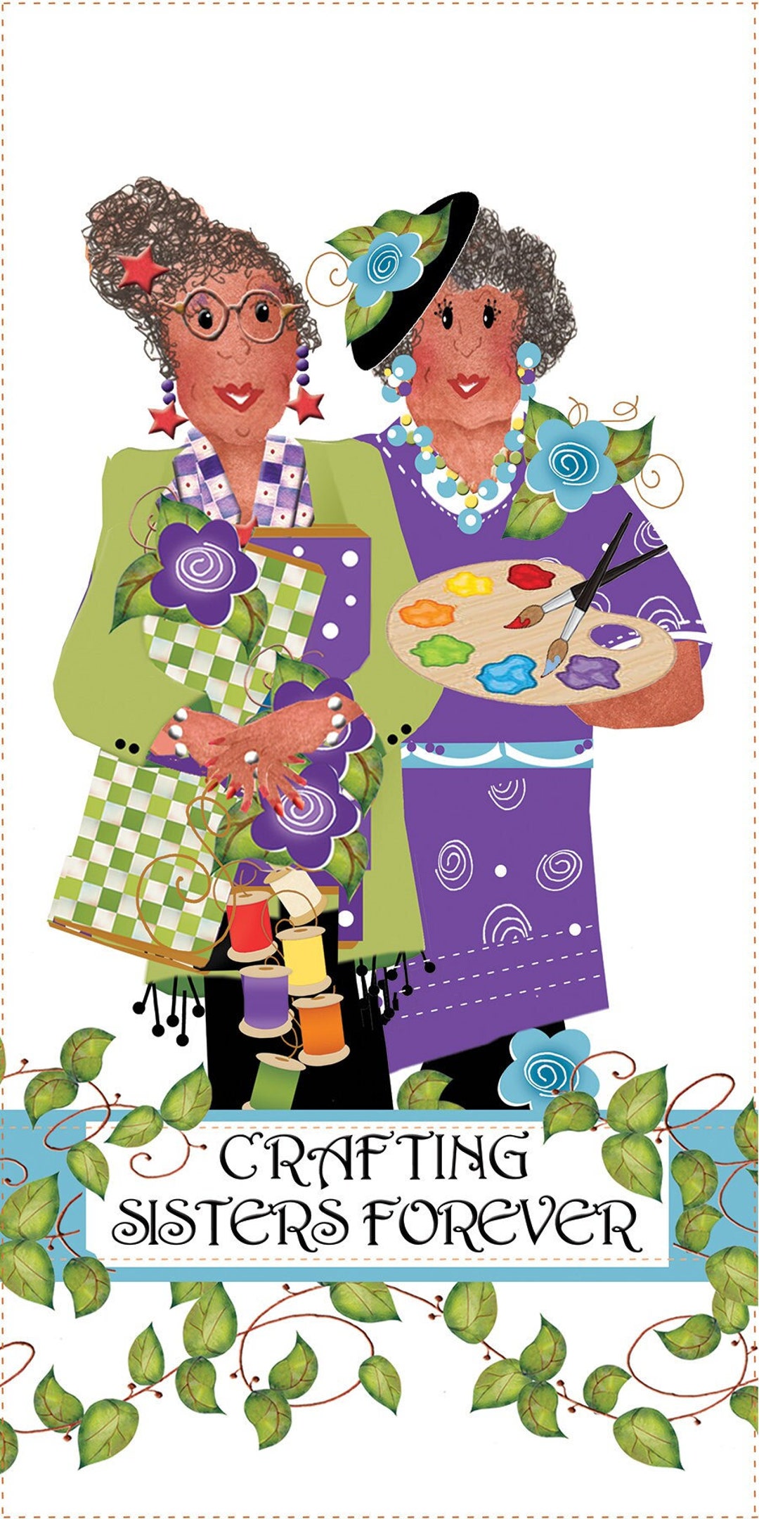 Fabric Art Panel CRAFTING SISTERS 6 X 12 - Etsy