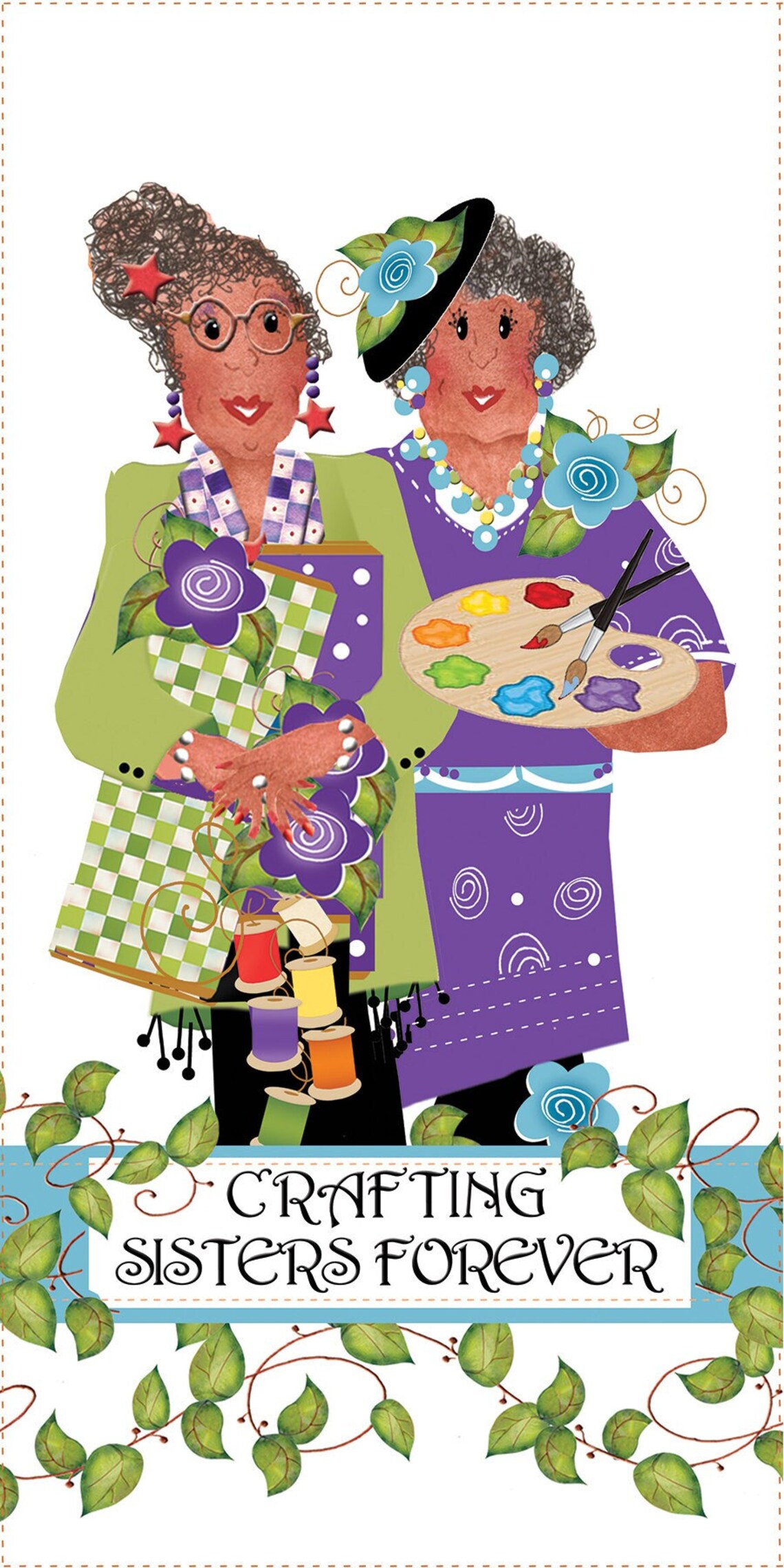 Fabric Art Panel CRAFTING SISTERS 6 X 12 - Etsy