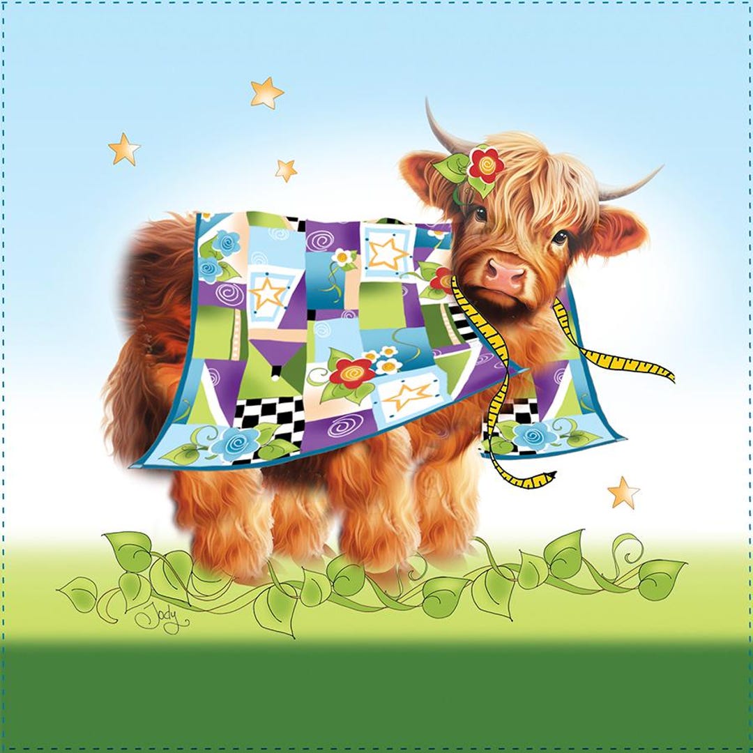 Highland Cow Loves Quilts! NEW 6" Square Fabric Art Panel and More - Etsy