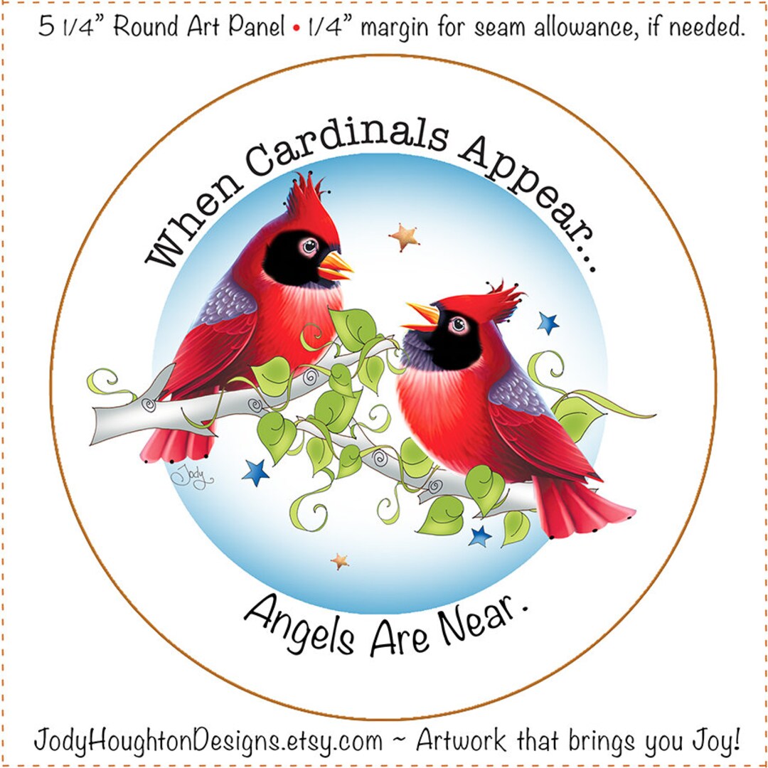 Cardinals Appear - 5" Round Fabric Panel for Bags, Bowls and Baskets - Etsy