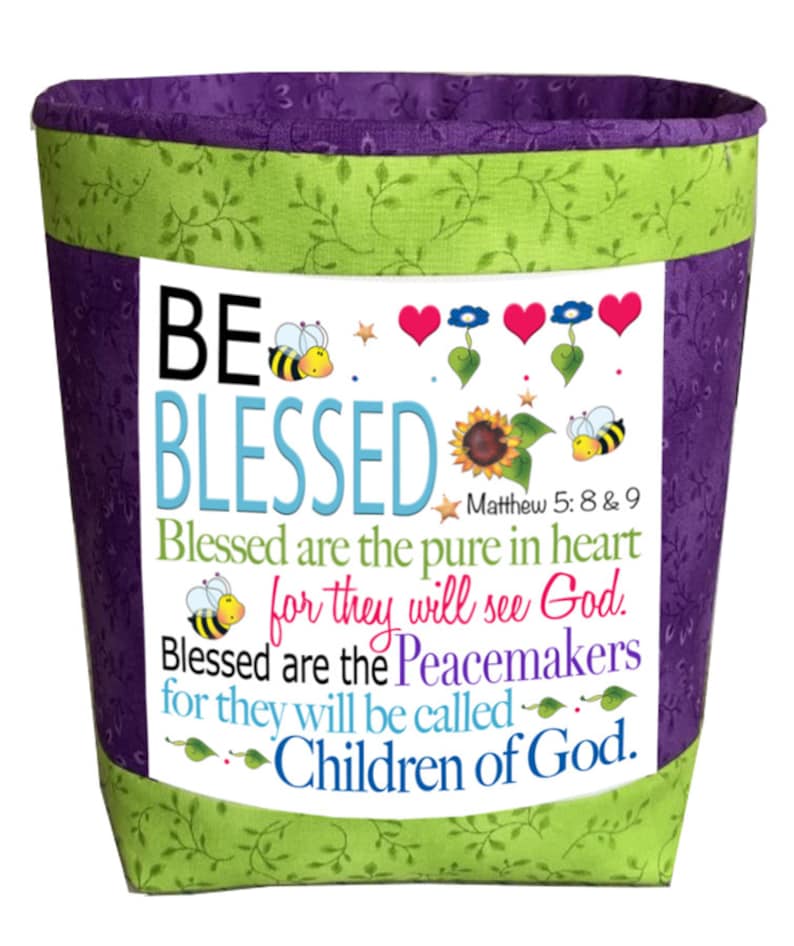 Set.405 Four - 5" Sq. Fabric Panels - Be Blessed, Be Grateful, Be Still ...