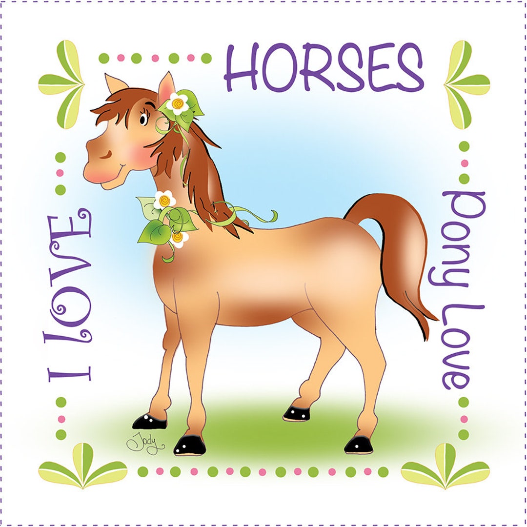 I Love Horses Pony Love 6 Square Fabric Art Panel AP6.46 - Etsy