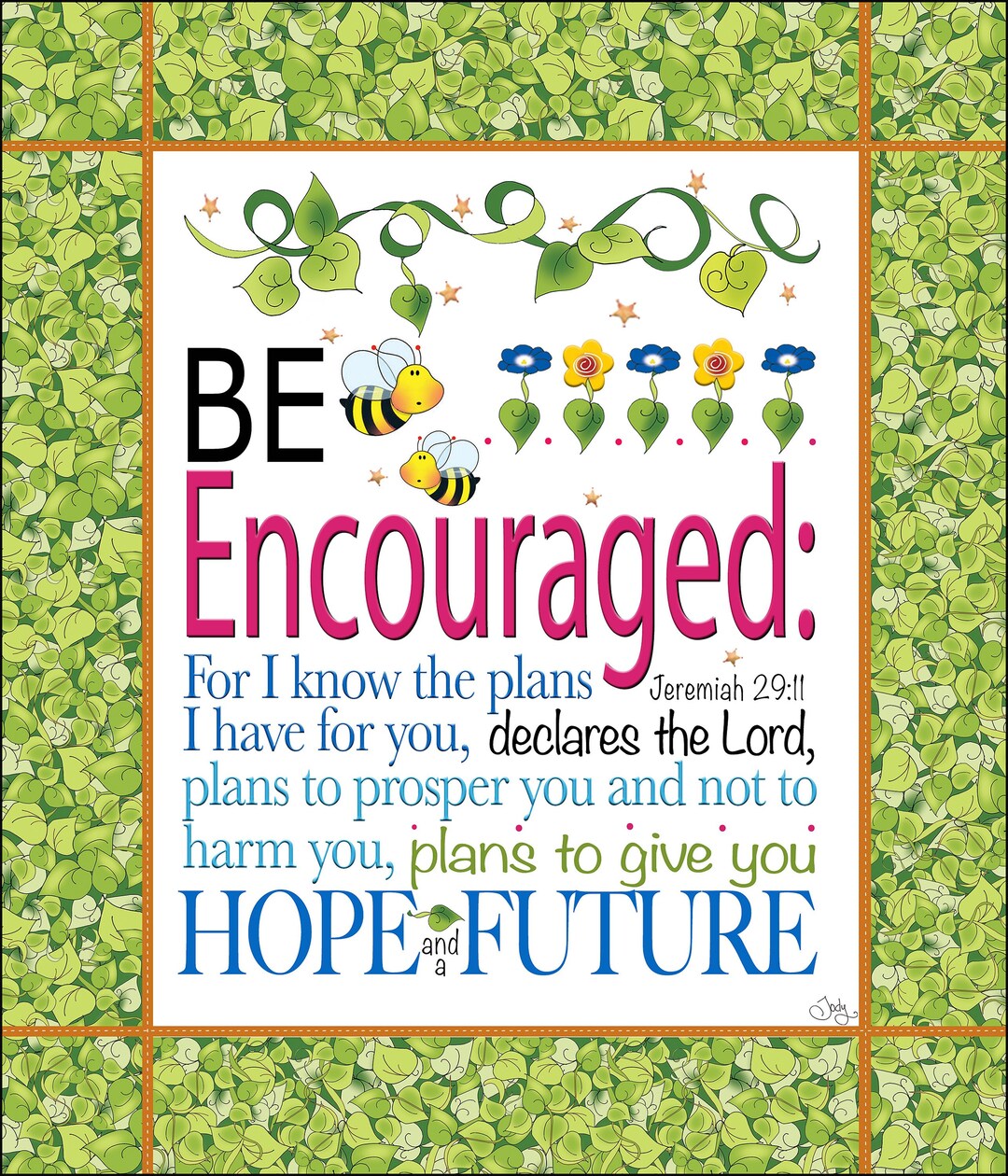 Be Encouraged Design With Leaf Border - 18" X 21" - Etsy