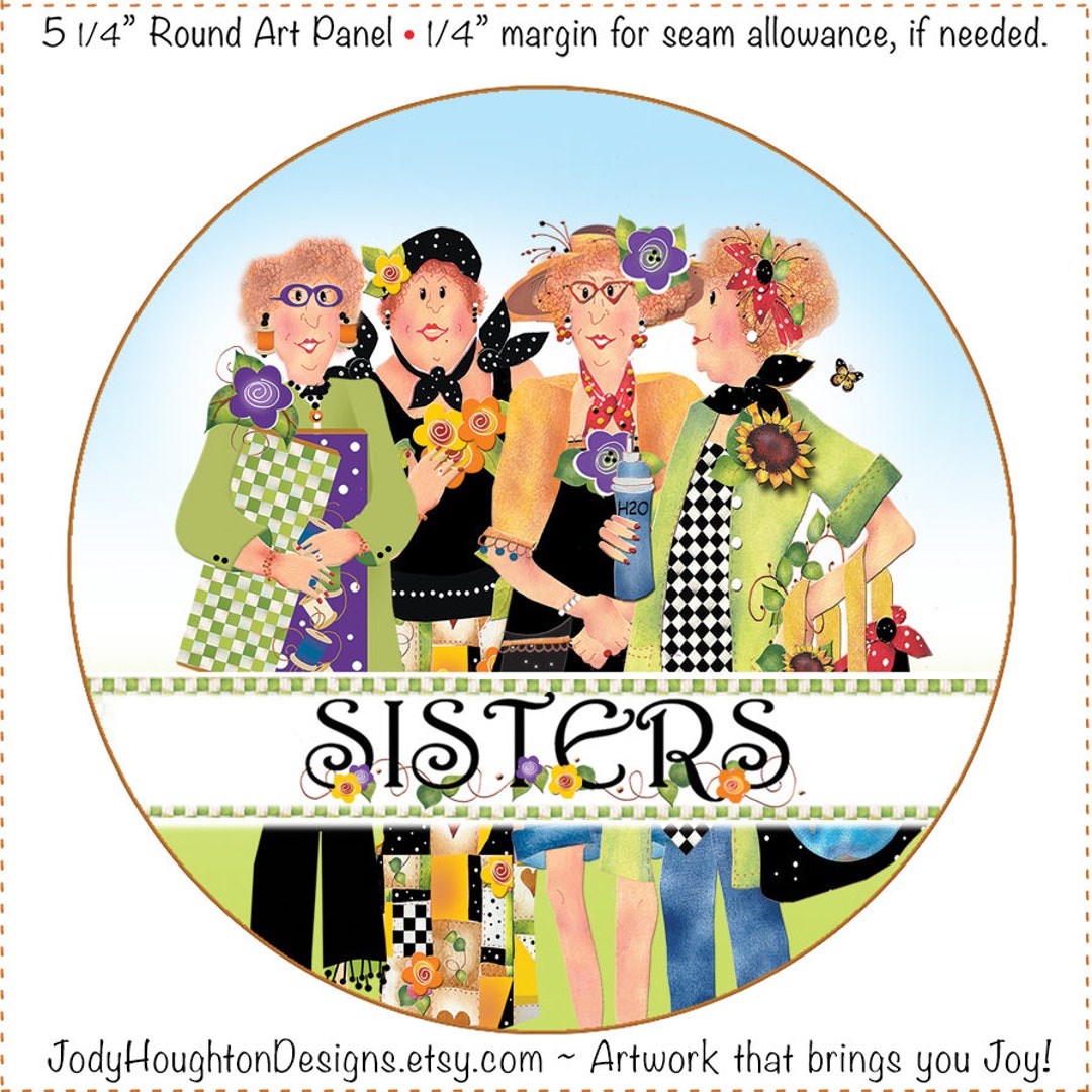 Four SISTERS 5" Round Fabric Art Panel - Etsy