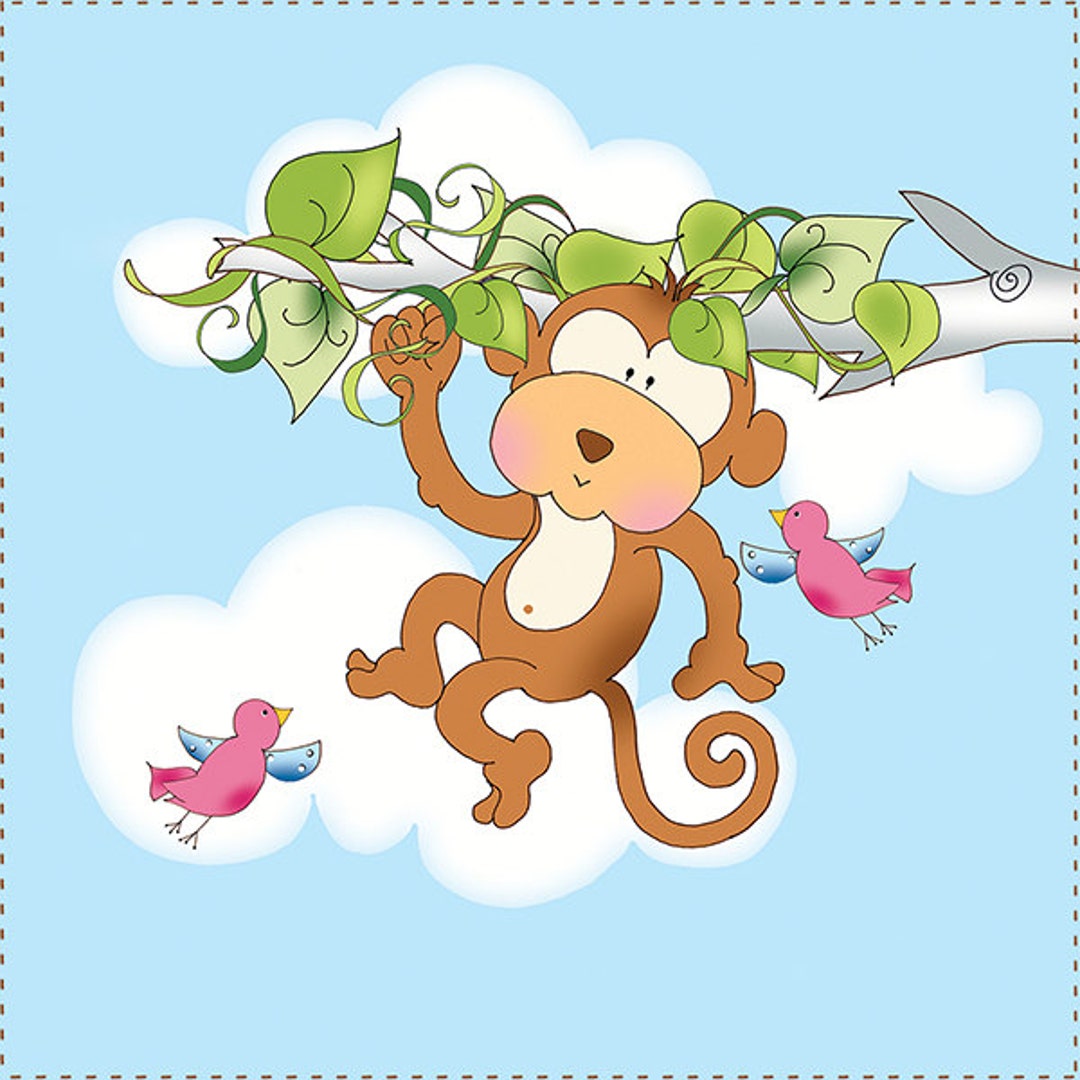 4" Monkey Fabric Art Panel - Etsy