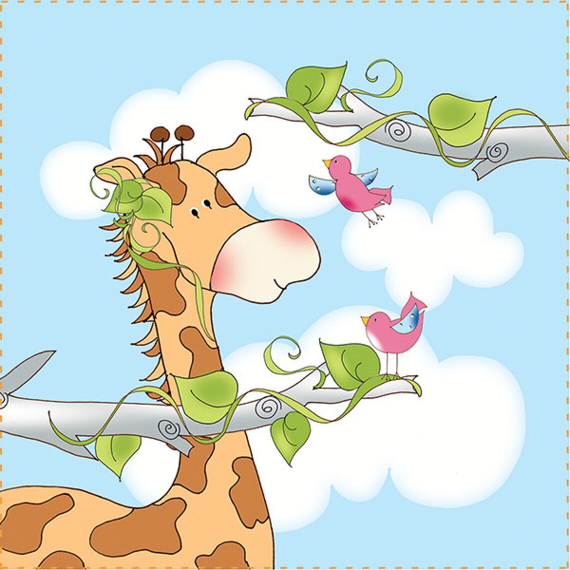 4 Square Giraffe and Friends Fabric Art Panel - Etsy