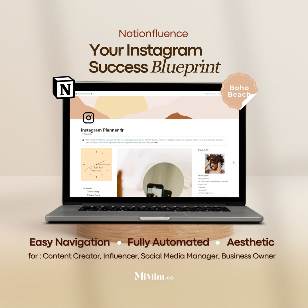 Notion Template Instagram Content Planner Instagram Planner Social ...