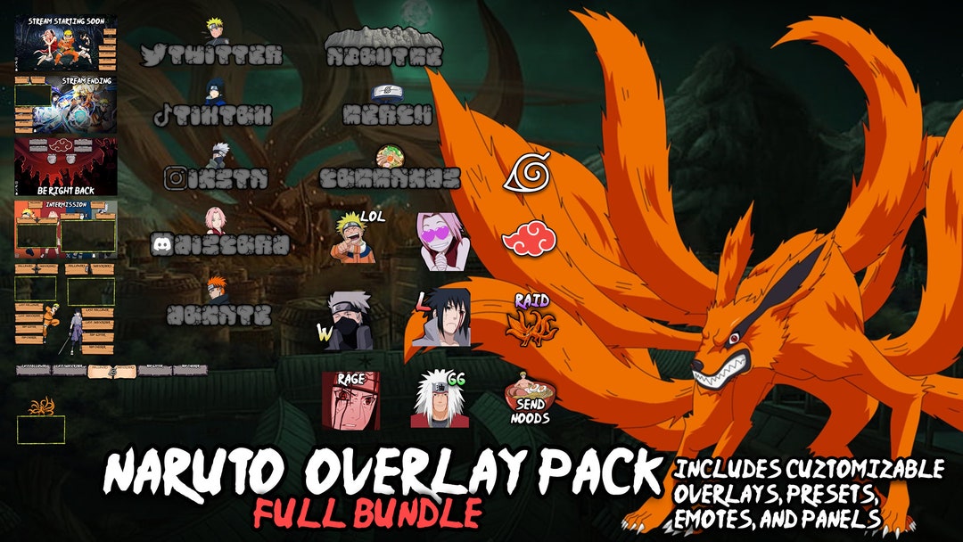 Naruto Themed Full Bundle customizable Overlays, Emotes, Panels - Etsy