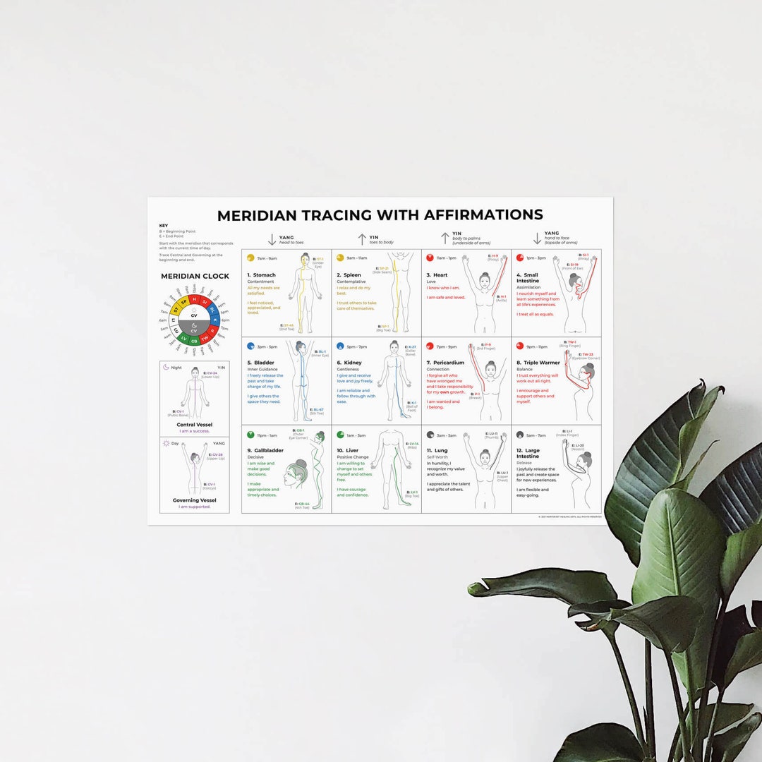 Meridian Tracing With Affirmations Poster (19″ X 27″) — Holistic ...