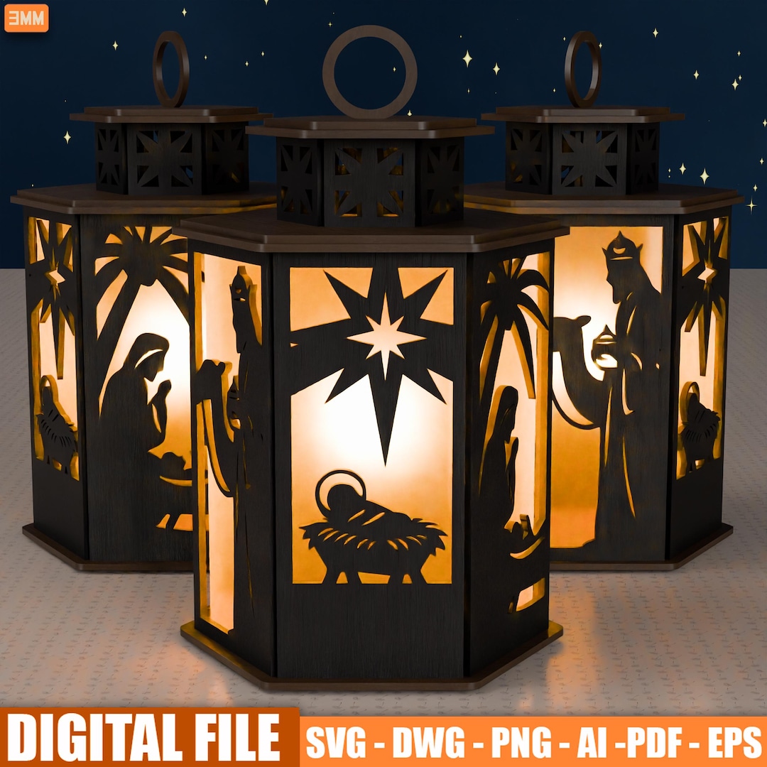3D Nativity Scene Lantern SVG | Laser Cut Christmas Decor (digital File ...