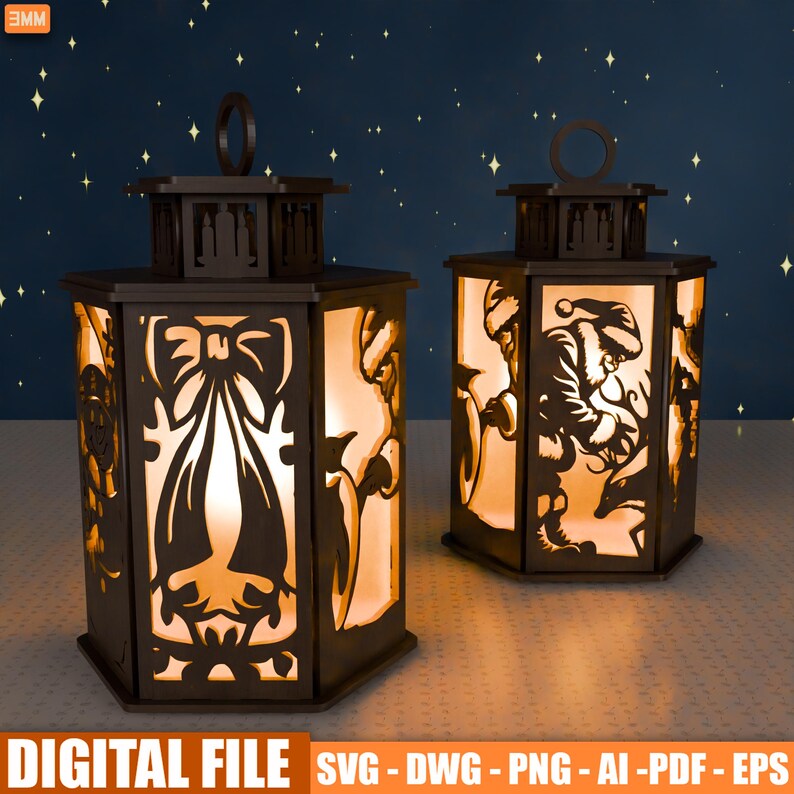 3D Christmas Lantern Laser Cut File, Holiday Light Box (SVG DXF) - Etsy