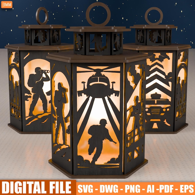 Military Soldier Lantern SVG Bundle | Laser Cut File - Etsy