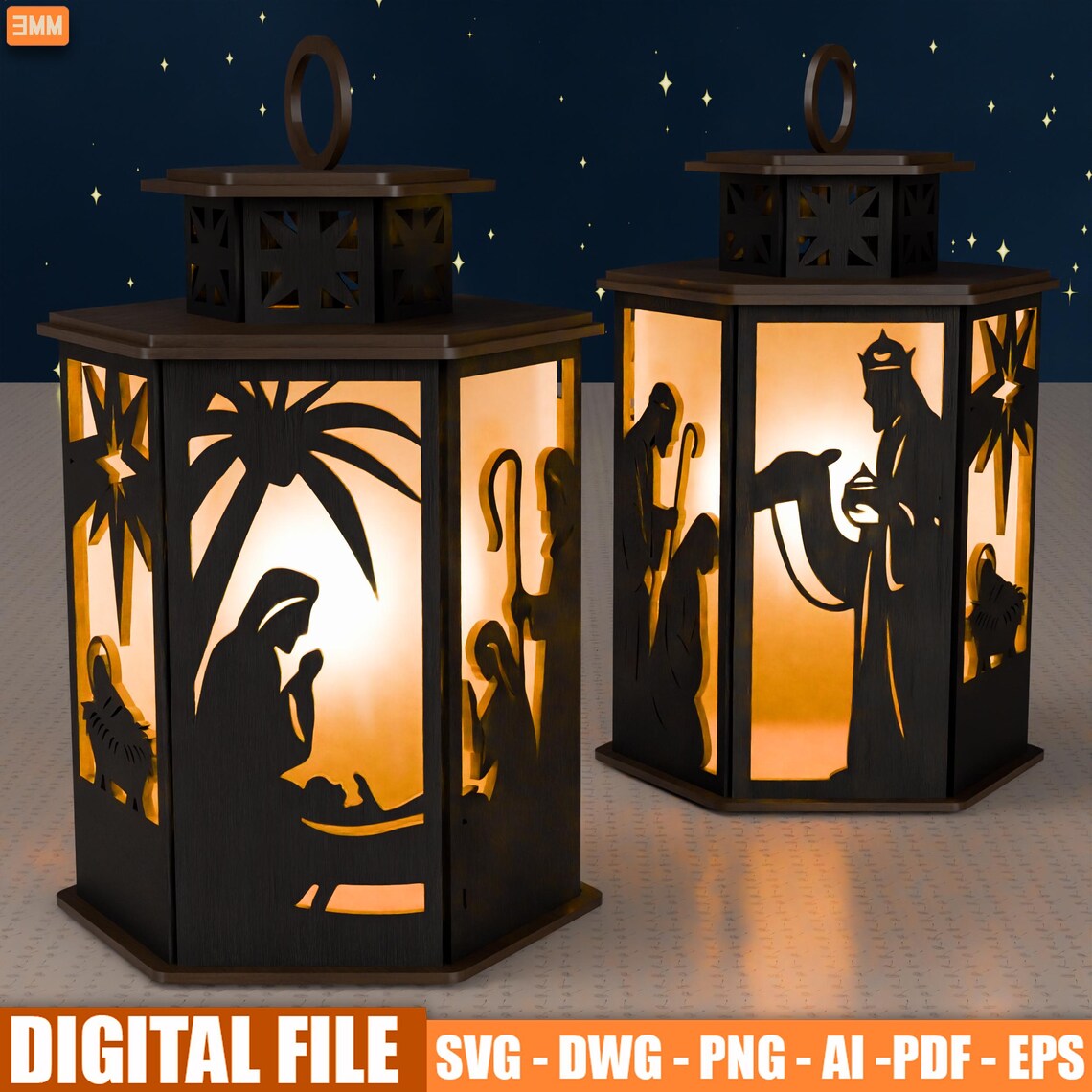 Farol de belén 3D SVG / Decoración navideña cortada a láser (archivo ...
