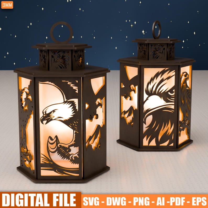 3D Wildlife Lantern SVG Bundle | Laser Cut Cabin Decor (digital ...