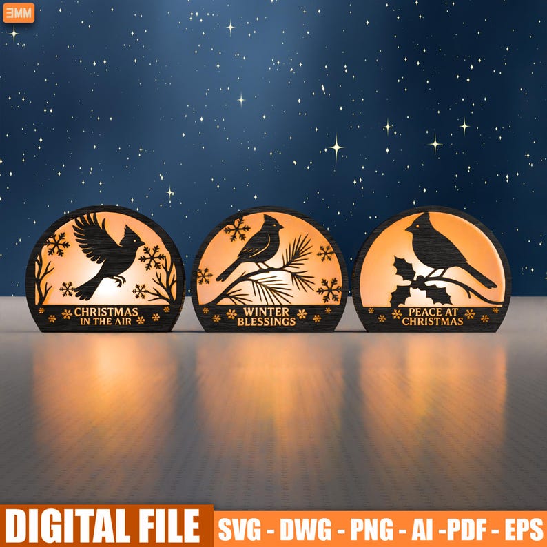 3D Cardinal Light Box SVG Bundle | Christmas & Memorial Laser Cut Files ...